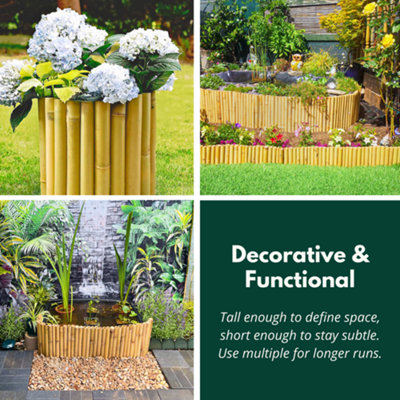 30cm x 1m Natural Bamboo Garden Plant Beds Edging