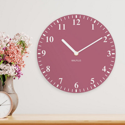 30cm x 30cm Raspberry Pink Solid Colour Classic Wall Clock at B&Q