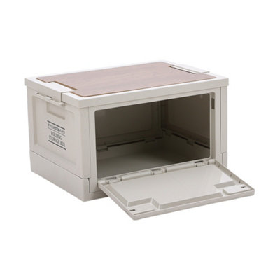 30L Ash Colored Foldable Plastic Storage box Storage Bin Tabletop Organiser