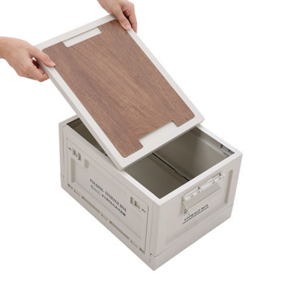 30L Ash Colored Foldable Plastic Storage box Storage Bin Tabletop Organiser