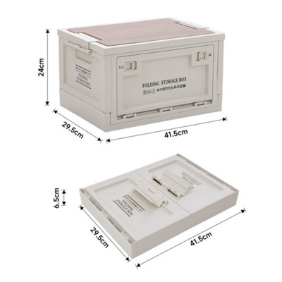 30L Ash Colored Foldable Plastic Storage box Storage Bin Tabletop Organiser