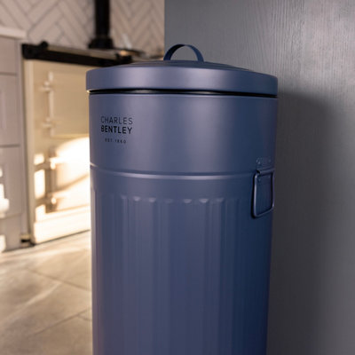 30L Retro Steel Waste Rubbish Kitchen Pedal Bin Dark Blue