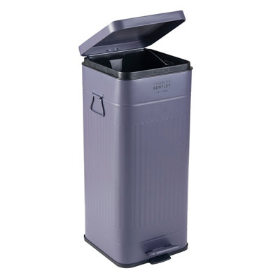 30L Steel Square Retro Kitchen Pedal Waste Bin Dark Blue