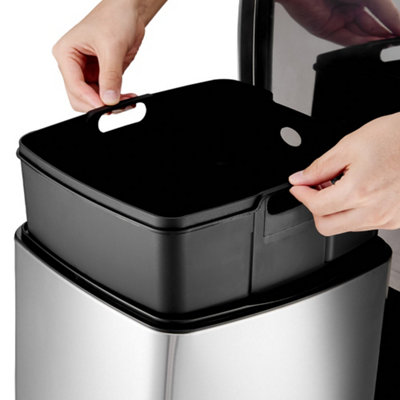 30L TRASH CAN STAINLESS STEEL STEP OPEN TRASH CAN WITH LID