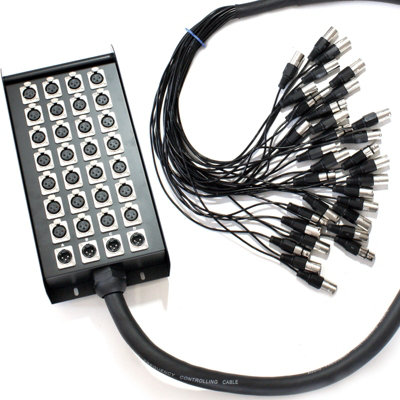 30m 32 Way XLR 3 Pin Multicore Loom Snake Cable - 28 Inputs 4 Returns ...