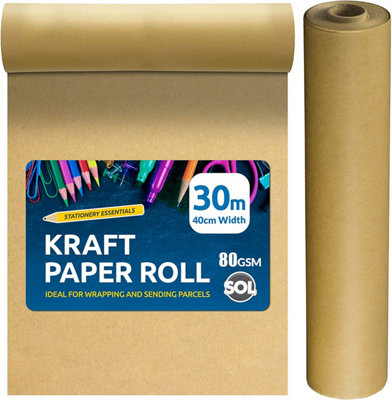 30m Brown Paper Roll 400mm 80gsm Kraft Paper Brown Wrapping Paper Roll Brown Parcel Paper Kraft