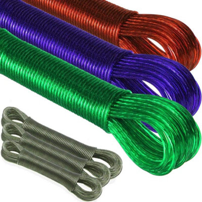 30m Clothes Washing Line Pvc Strong Dryer Airer Garden Rope Camping Tie ...