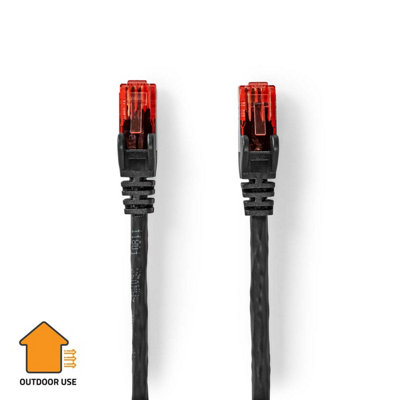 30m External Outdoor Network Ethernet Cable Lead CAT6 U/UTP CCA - Black