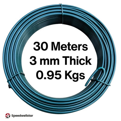 30M Garden Wire PVC Coated Heavy Duty 0.95kgs 3mm Thick 30 metres Green ...