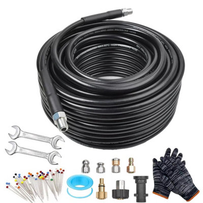 30M High Pressure Drain Jet Washer Hose Drain Pipe Sewer Jetter Kit for ...