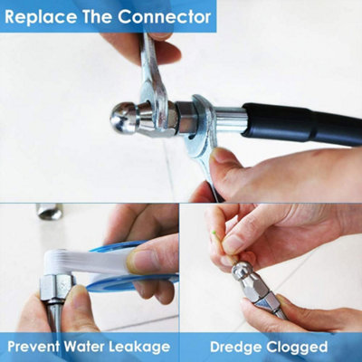 30M High Pressure Drain Jet Washer Hose Drain Pipe Sewer Jetter Kit for ...