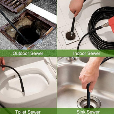 30M High Pressure Drain Jet Washer Hose Drain Pipe Sewer Jetter Kit for ...