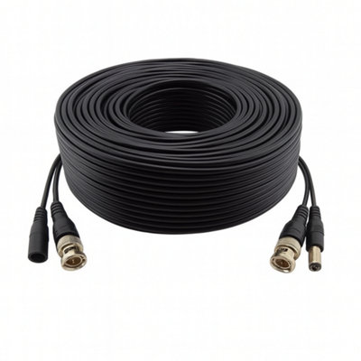 30m Premium Black Copper CCTV Cable BNC & DC Power Video Lead for ...