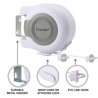 30M Retractable Reel Clothes Lines Washing Line with Twin Cable Wall ...