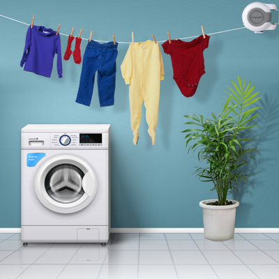 30M Retractable Reel Clothes Lines Washing Line with Twin Cable Wall ...