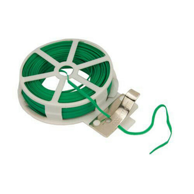 30m Tie Wire Dispenser & Cutter Garden PVC Coated Plant Support Wrap ...