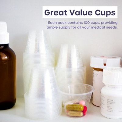 30ml Disposable Plastic Medicine Cups - 100 Small BPA-Free Measuring ...