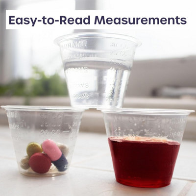 30ml Disposable Plastic Medicine Cups - 100 Small BPA-Free Measuring ...