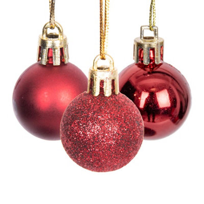 30mm/12Pcs Christmas Baubles Shatterproof Dark Red, Christmas Tree ...