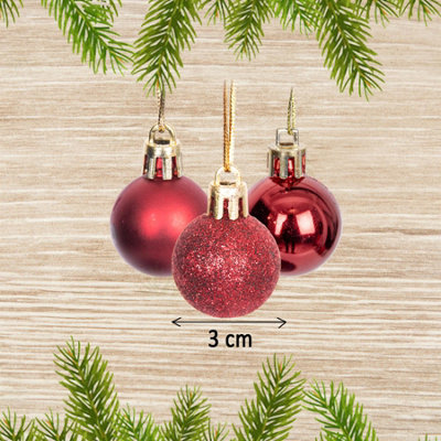 30mm/12Pcs Christmas Baubles Shatterproof Dark Red, Christmas Tree ...