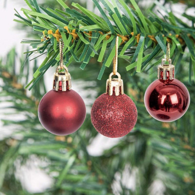 30mm/12Pcs Christmas Baubles Shatterproof Dark Red, Christmas Tree ...