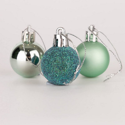 30mm/24Pcs Christmas Baubles Shatterproof Turquoise,Tree Decorations