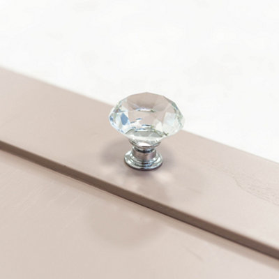 30mm Crystal/Polished Chrome Knob with Backplate