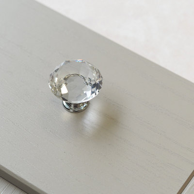 30mm Crystal/Polished Chrome Knob with Backplate