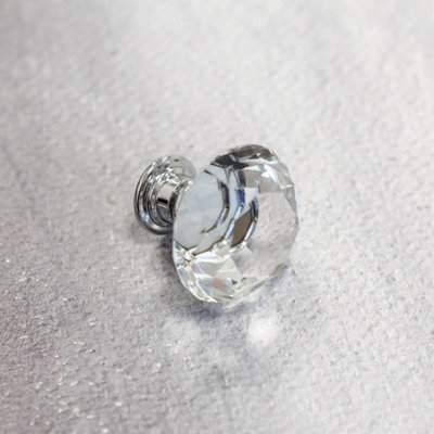 30mm Crystal/Polished Chrome Knob with Backplate