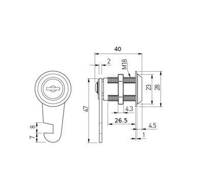 30mm Door Security Cam Lock Drawer Cupboard Locker+Keys