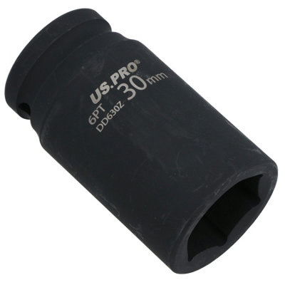 30mm Metric 3/4 Drive Double Deep Impact Socket 6 Sided Single Hex Thick Walled