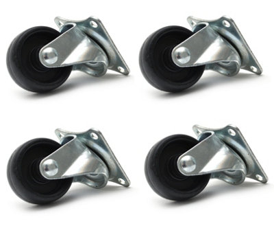 30mm Plastic Swivel Castor Wheel Furniture Caster - Colour Black - Pack ...