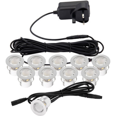 30mm Recessed Decking Guide Light Kit - 10 x Warm White LED - Stainless ...