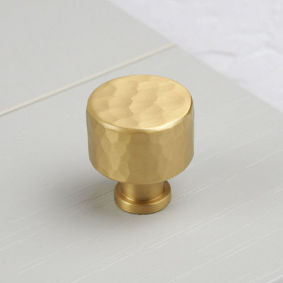 30mm Satin Brass Flat Hammered Knob