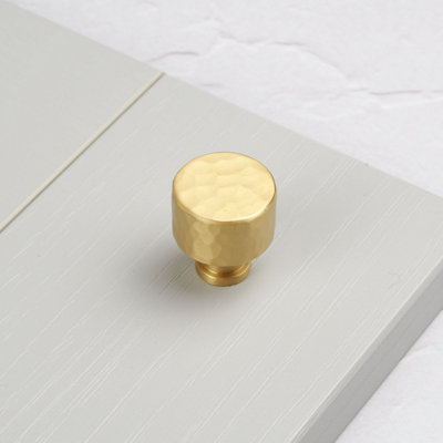 30mm Satin Brass Flat Hammered Knob