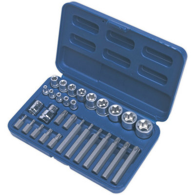 30pc TRX Star Socket & Hex Bit Set - 1/4" 3/8" 1/2" Square Drive - Male ...