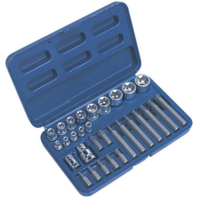30pc TRX Star Socket & Hex Bit Set - 1/4" 3/8" 1/2" Square Drive - Male ...