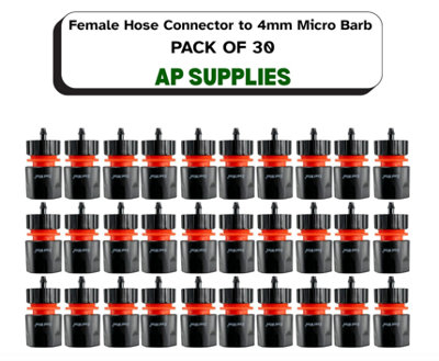 30pcs. Female Hose Connector to 4mm Micro Barb - Micro Irrigation ...