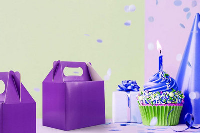 30Pcs Purple Colour Cardboard Lunch Takeaway Birthday Wedding Carry ...