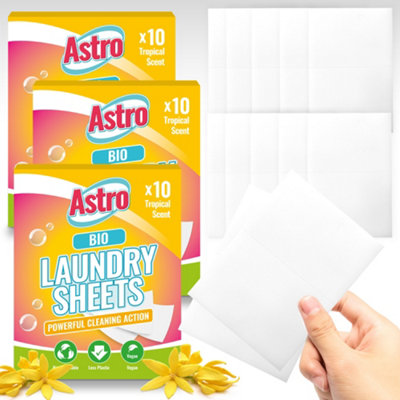 30pk Bio Laundry Detergent Sheet Washing Powder Sheets, Tropical Scent ...