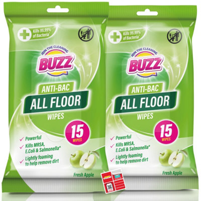 30pk Buzz All Floor Wipes Apple- Ultra Strong, Wood Floor Large ...