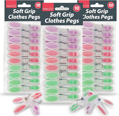 30pk Soft Grip Clothes Pegs, Plastic Clothes Pegs for Washing Line ...