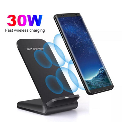 30W Fast Wireless Charger Stand Dock For Apple iPhone Samsung Android Phone