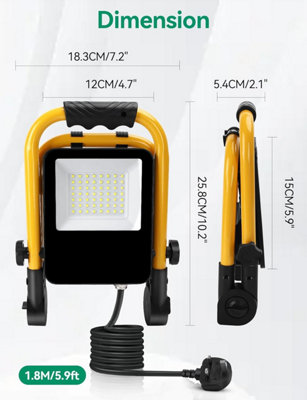 30W LED Work Light 240V, Job Site Light 2700LM Use with Floodlight Tripods