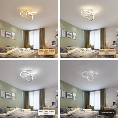 30W Modern LED Ceiling Light, Dimmable Warm to Cool White, White