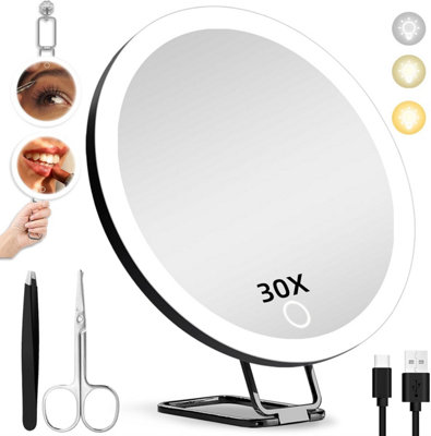 30X Magnifying Mirror with Lights, Large 6'' Makeup Magnifying Mirror ...