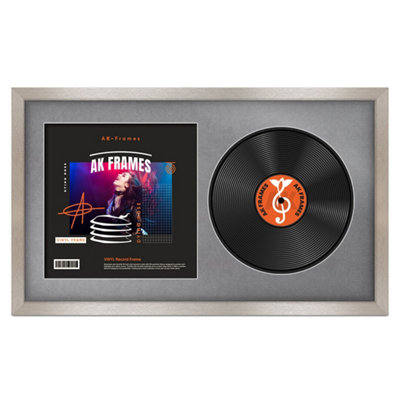 30x17" Aluminium Modern Vinyl Record Frame With Mid Grey Mount For 12 ...