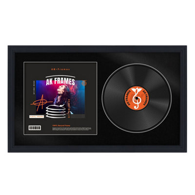 30x17" Black Step Vinyl Record Frame With Black Mount For 12 Inch LP ...