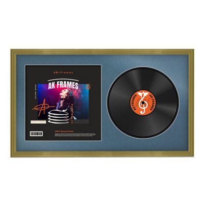 30x17" Gold Classic Vinyl Record Frame With Pompadour Mount For 12 Inch ...