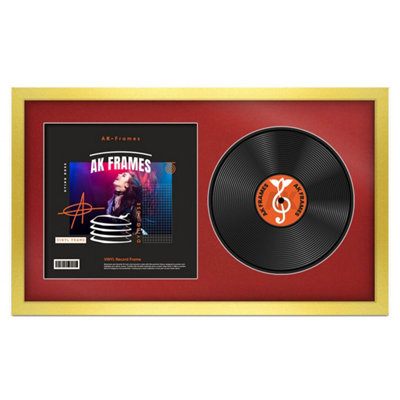 30x17" Gold Modern Vinyl Record Frame With Crimson Mount For 12 Inch LP ...